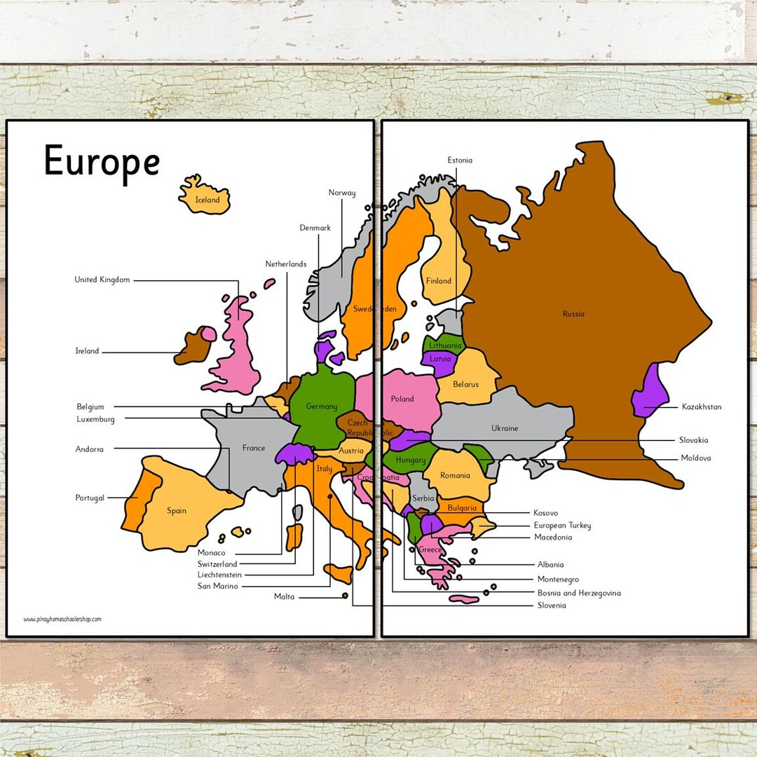 Montessori Maps of Europe - BIG Foldable - Etsy