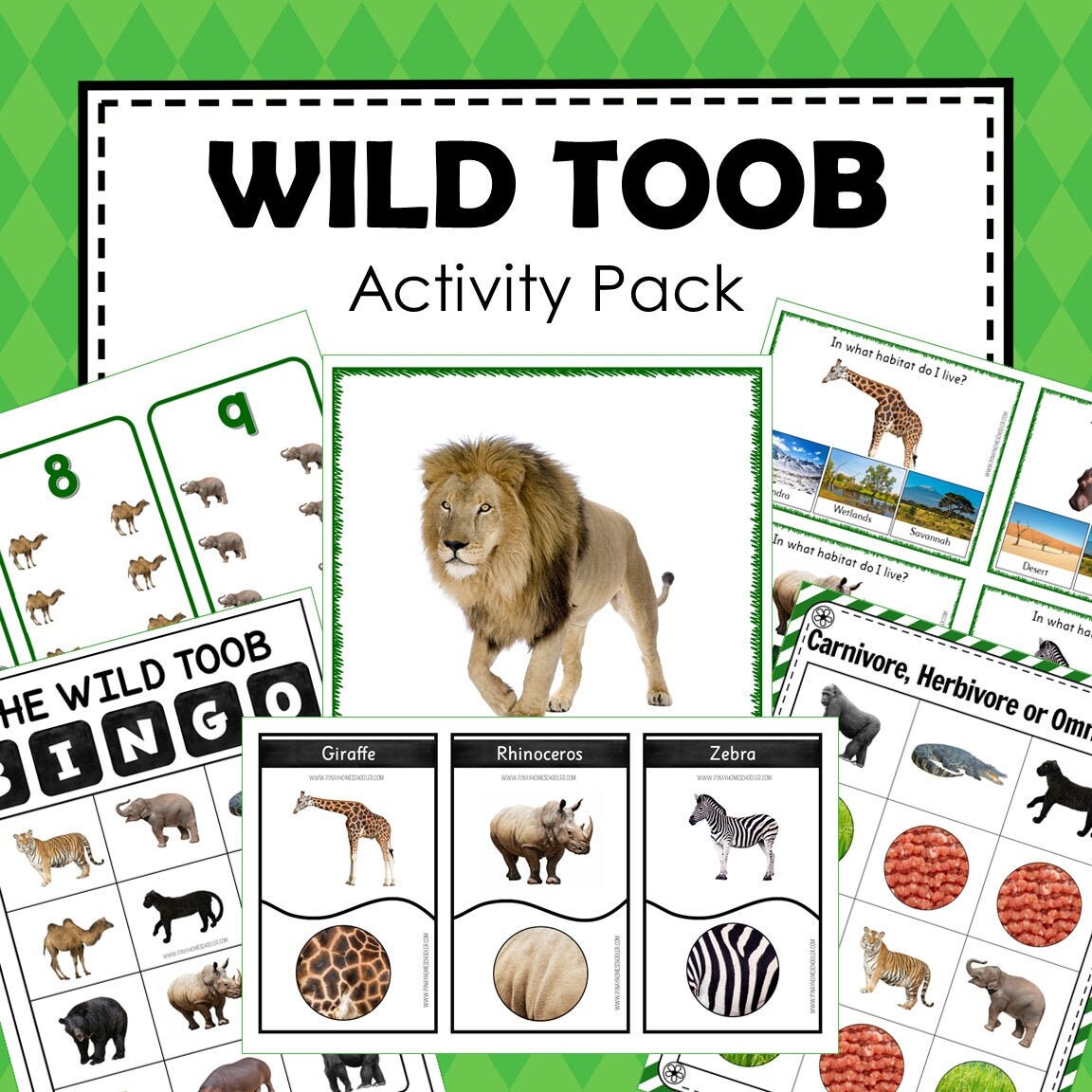 Montessori Safari Toob Wild Animals Activity Pack - Etsy