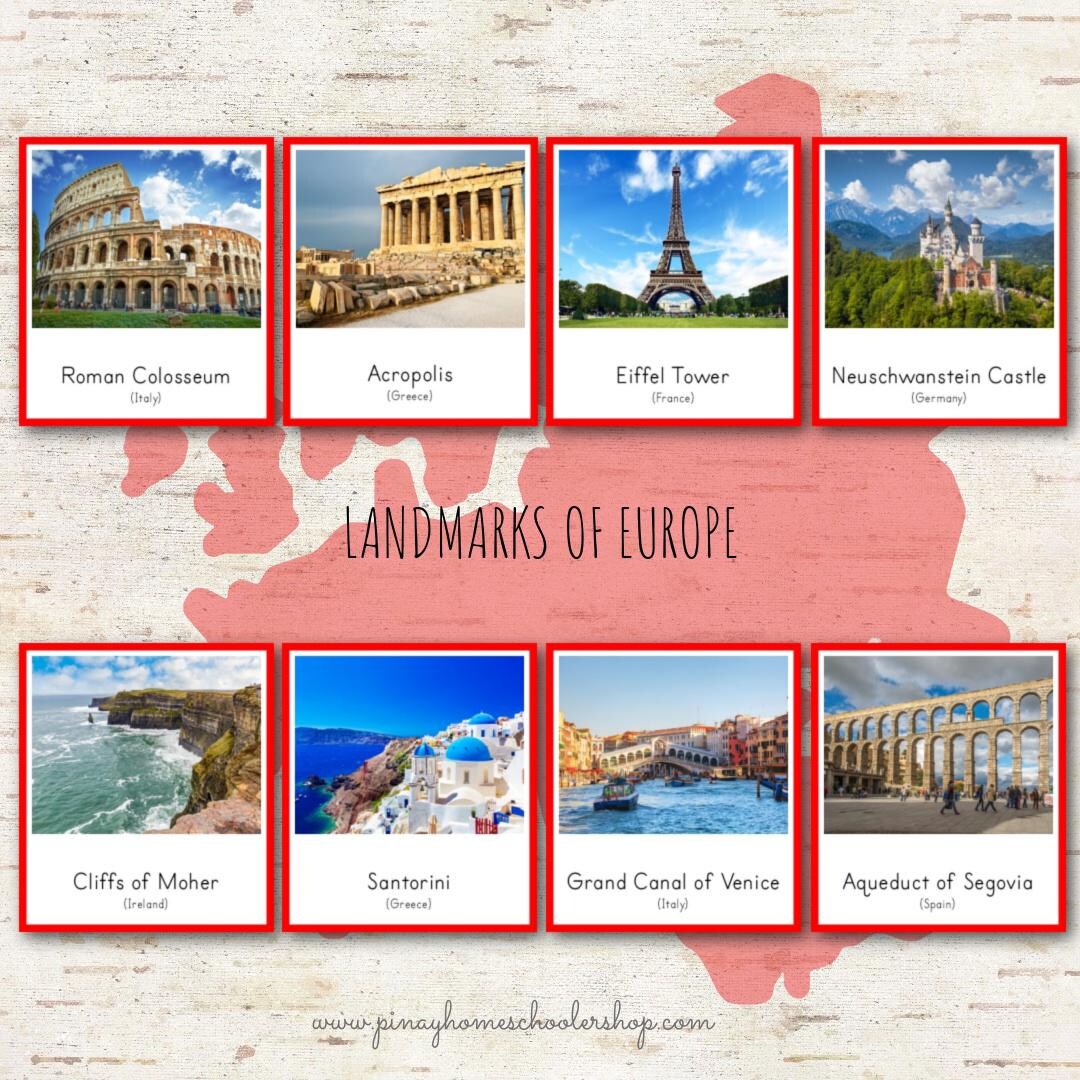 Landmarks of Europe Montessori 3 Part Cards and Fact Cards - Etsy