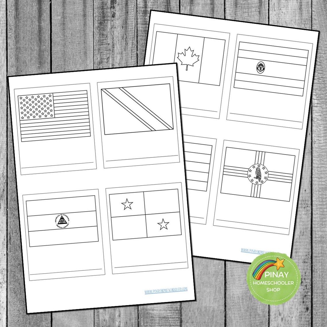 North American Flags Montessori 3 Part Cards - Etsy