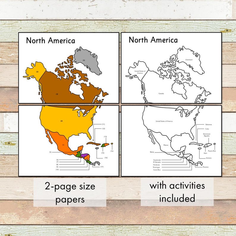 Montessori Maps of North America - BIG Foldable - Etsy