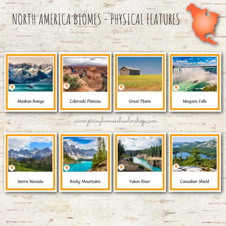 North America Biomes and Physical Features - Montessori Inspired - Etsy