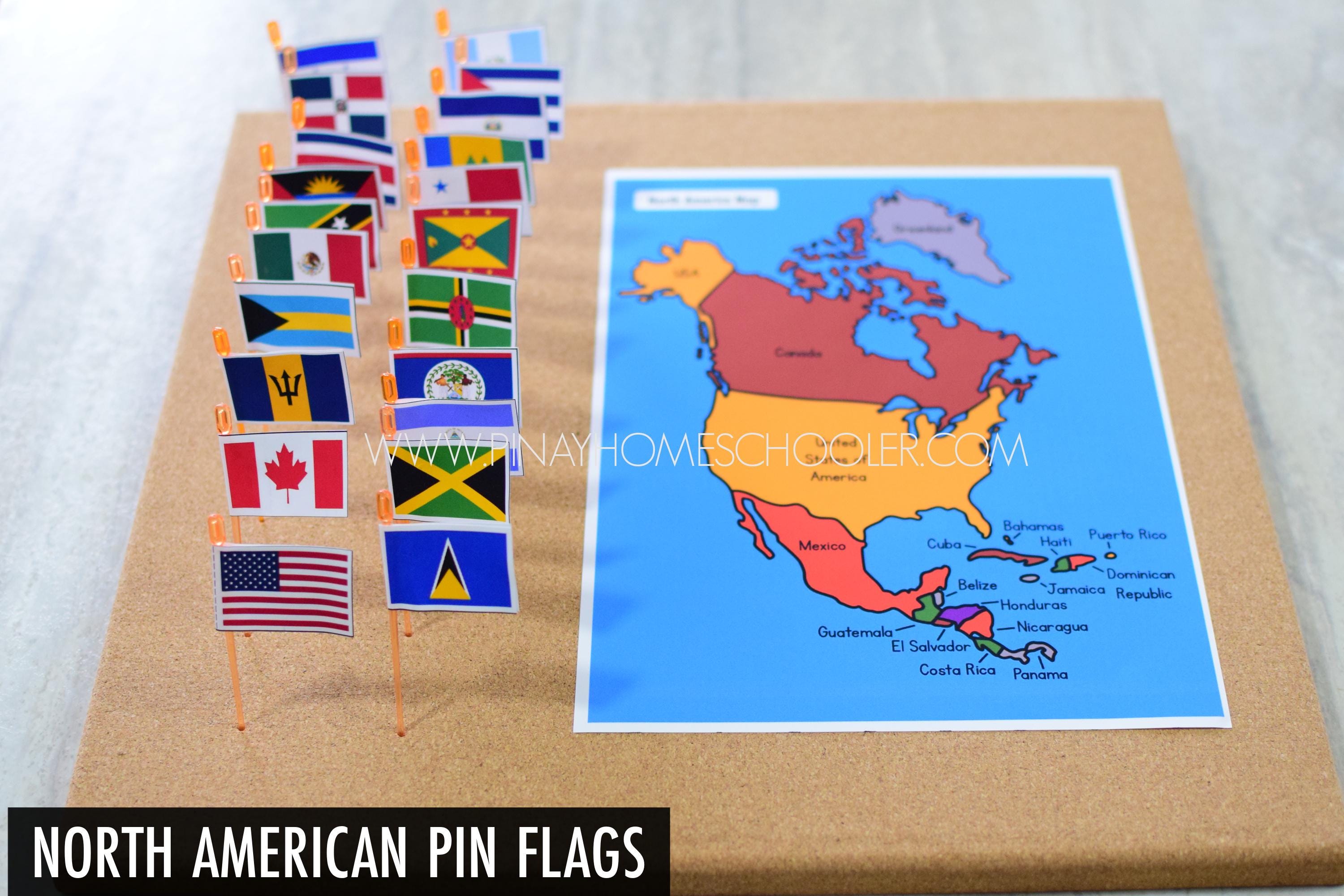 North American Flags Montessori 3 Part Cards - Etsy