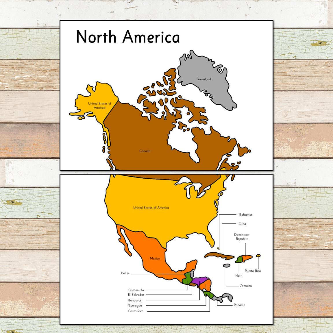 Montessori Maps of North America - BIG Foldable - Etsy