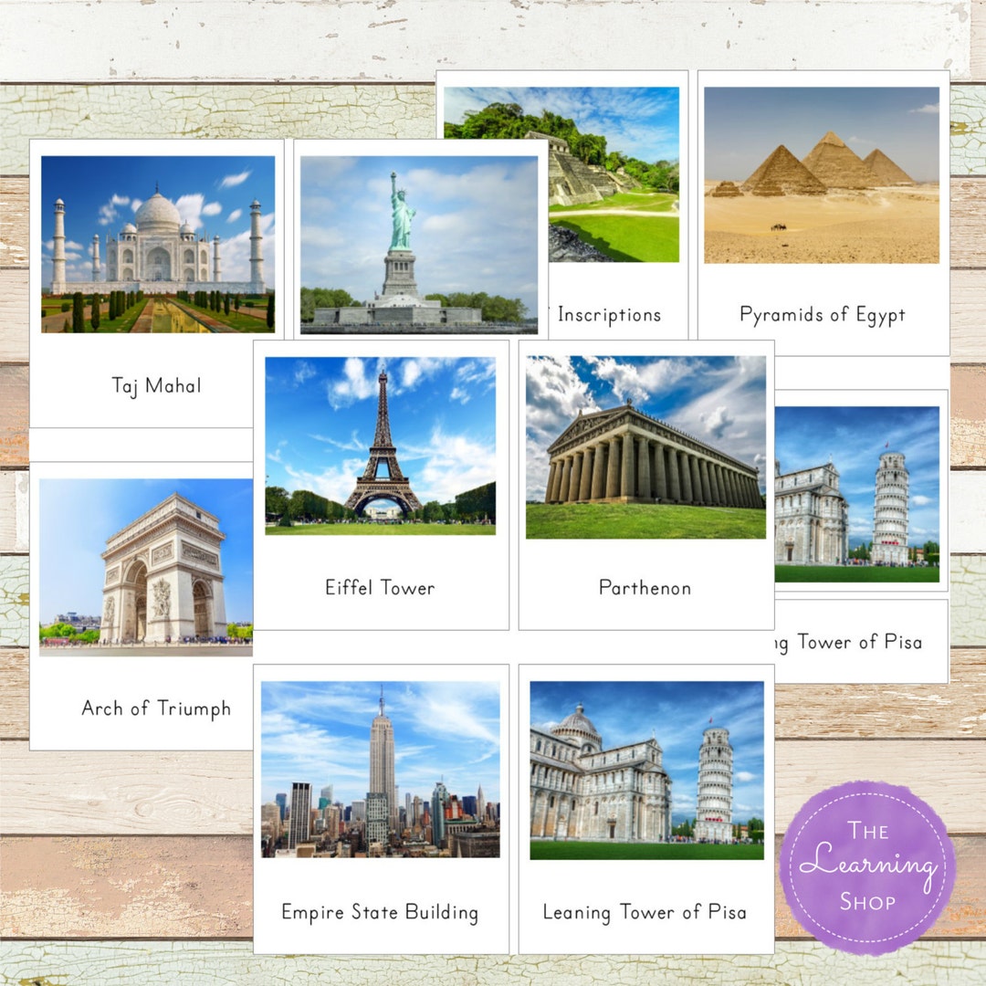 Montessori Around the World Landmarks 3 Part Cards - Etsy