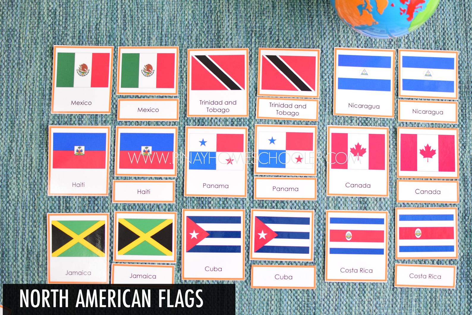 North American Flags Montessori 3 Part Cards - Etsy