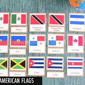 North American Flags Montessori 3 Part Cards - Etsy