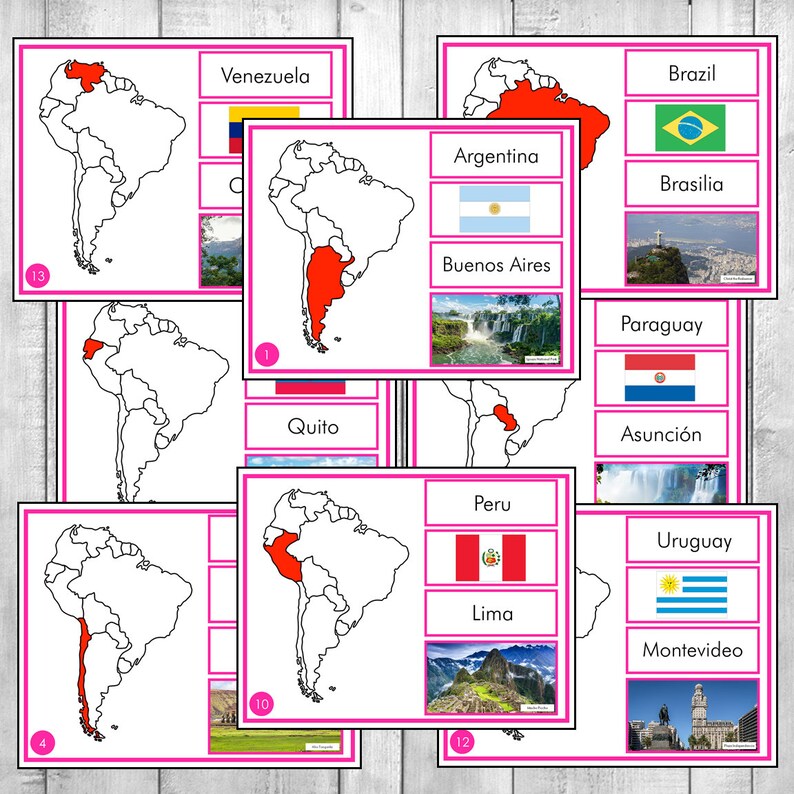 Montessori South America Country Facts Puzzles - Etsy