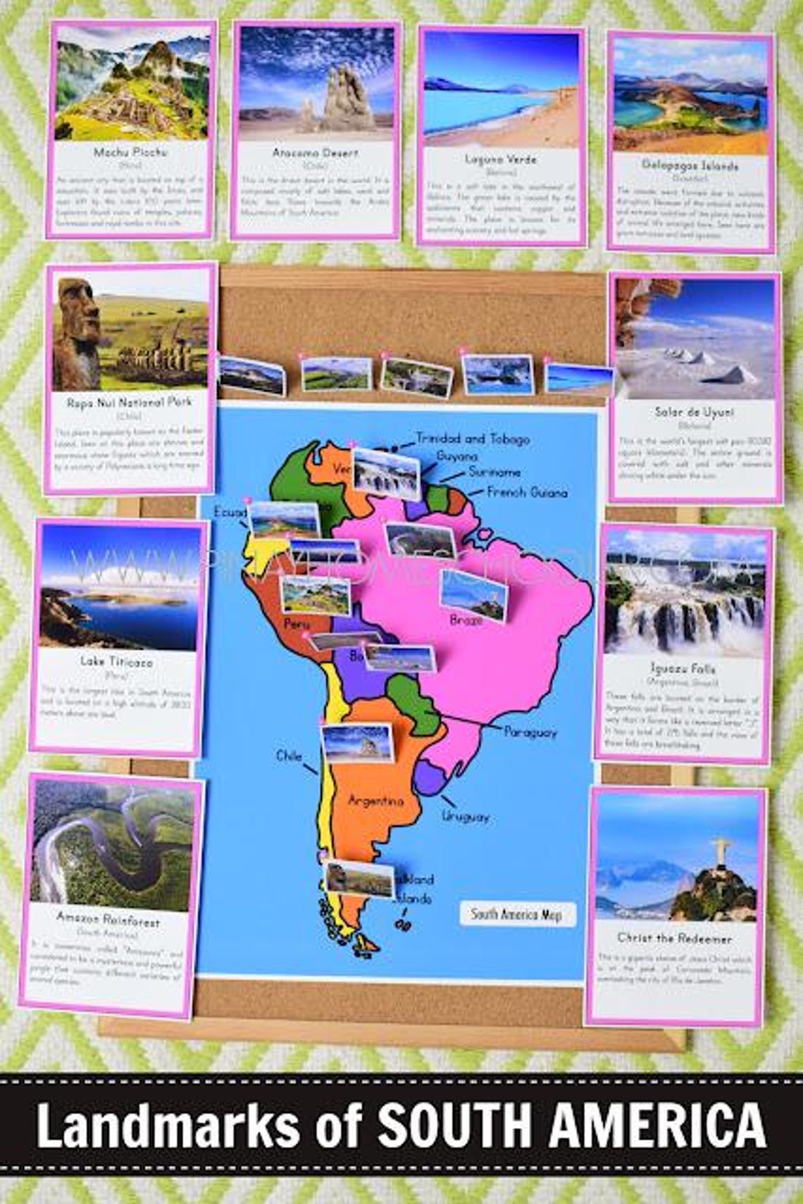 Landmarks of South America Montessori 3 Part Cards and Fact Cards - Etsy