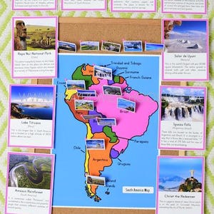 Landmarks of South America Montessori 3 Part Cards and Fact Cards - Etsy