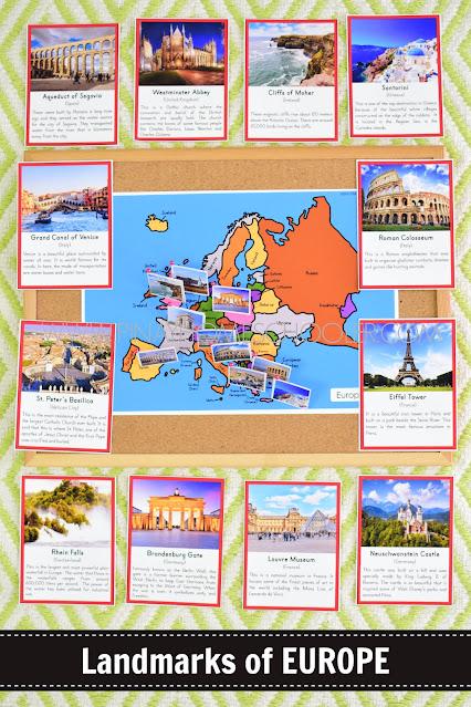 Landmarks of Europe Montessori 3 Part Cards and Fact Cards - Etsy