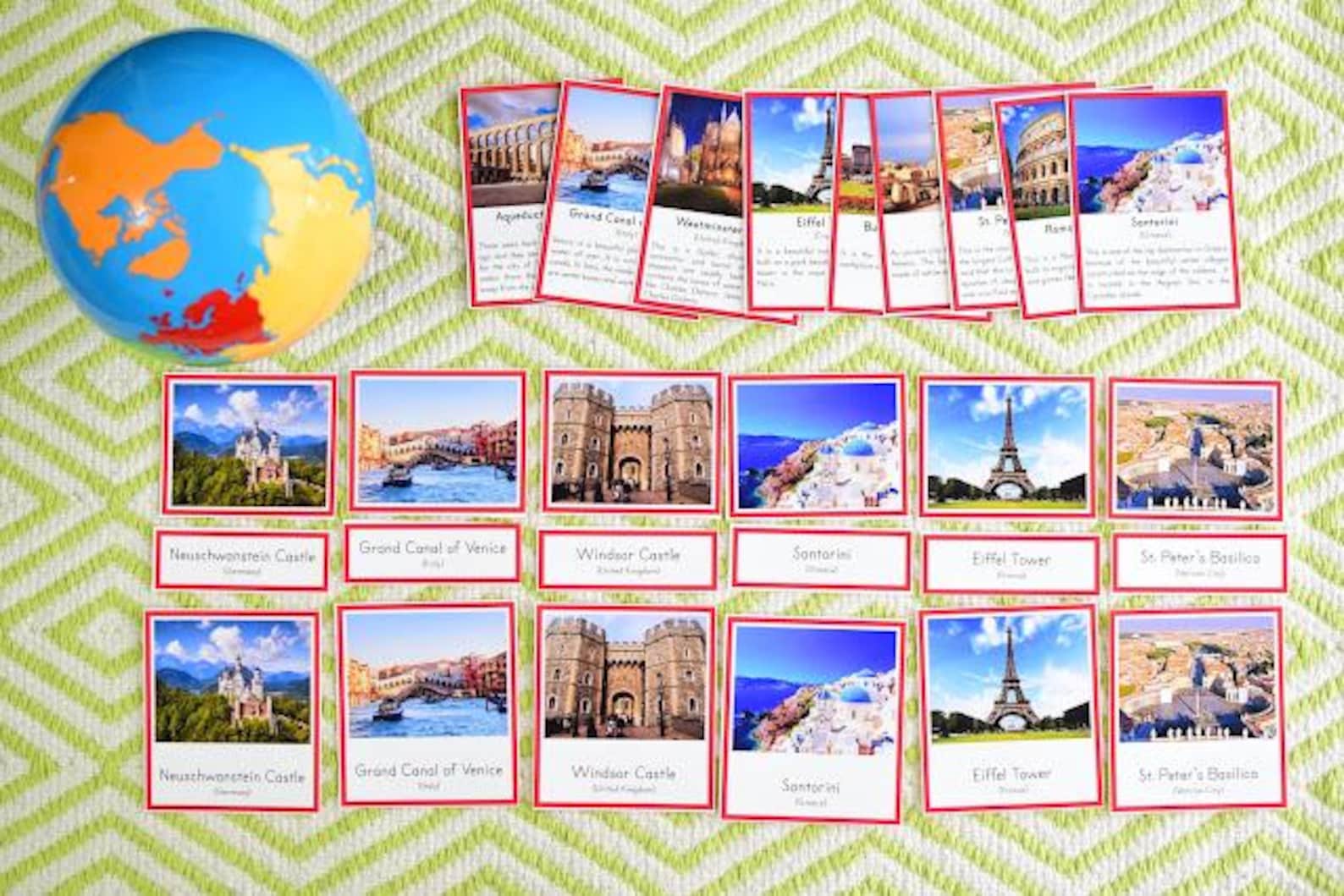 Landmarks of Europe Montessori 3 Part Cards and Fact Cards - Etsy