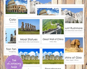 Montessori Around the World World Landmarks 3 Part Cards Miniatures ...