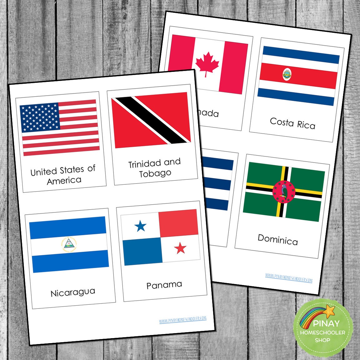 North American Flags Montessori 3 Part Cards - Etsy