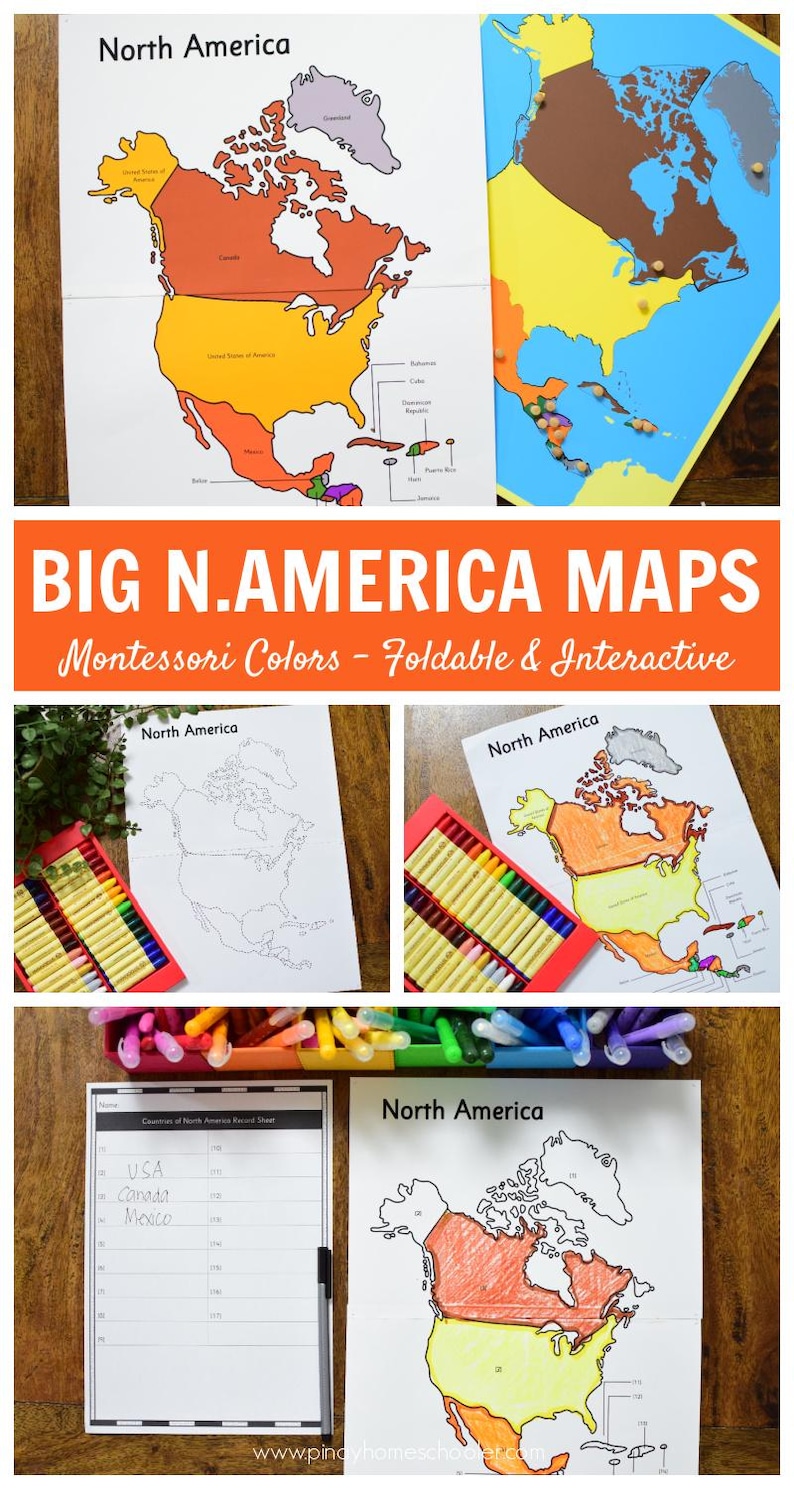 Montessori Maps of North America - BIG Foldable - Etsy