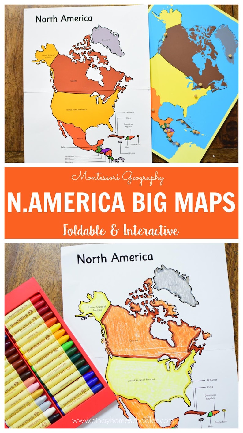 Montessori Maps of North America - BIG Foldable - Etsy