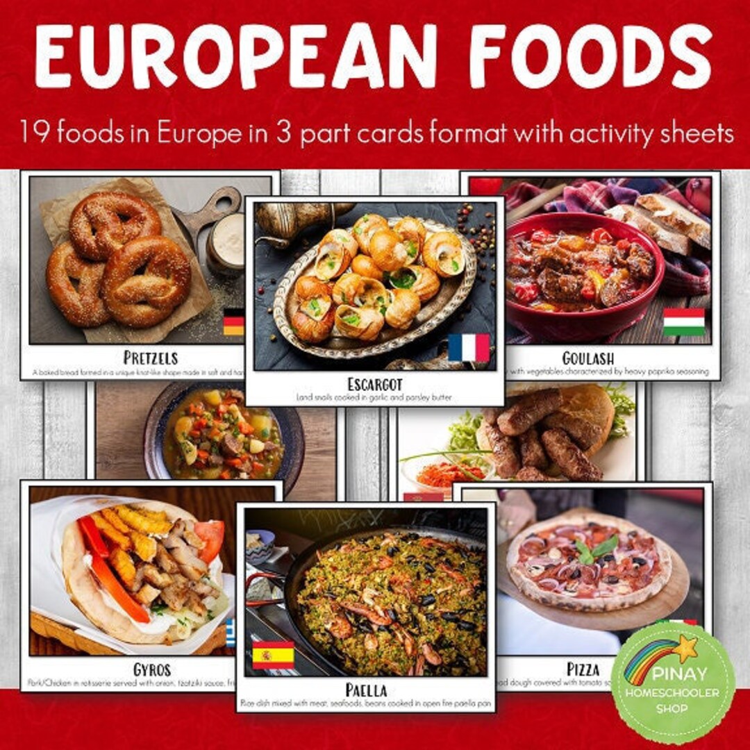 European Foods Montessori 3 Part Cards and Activity Sheets - Etsy