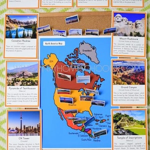 Landmarks of North America Montessori 3 Part Cards and Fact Cards - Etsy