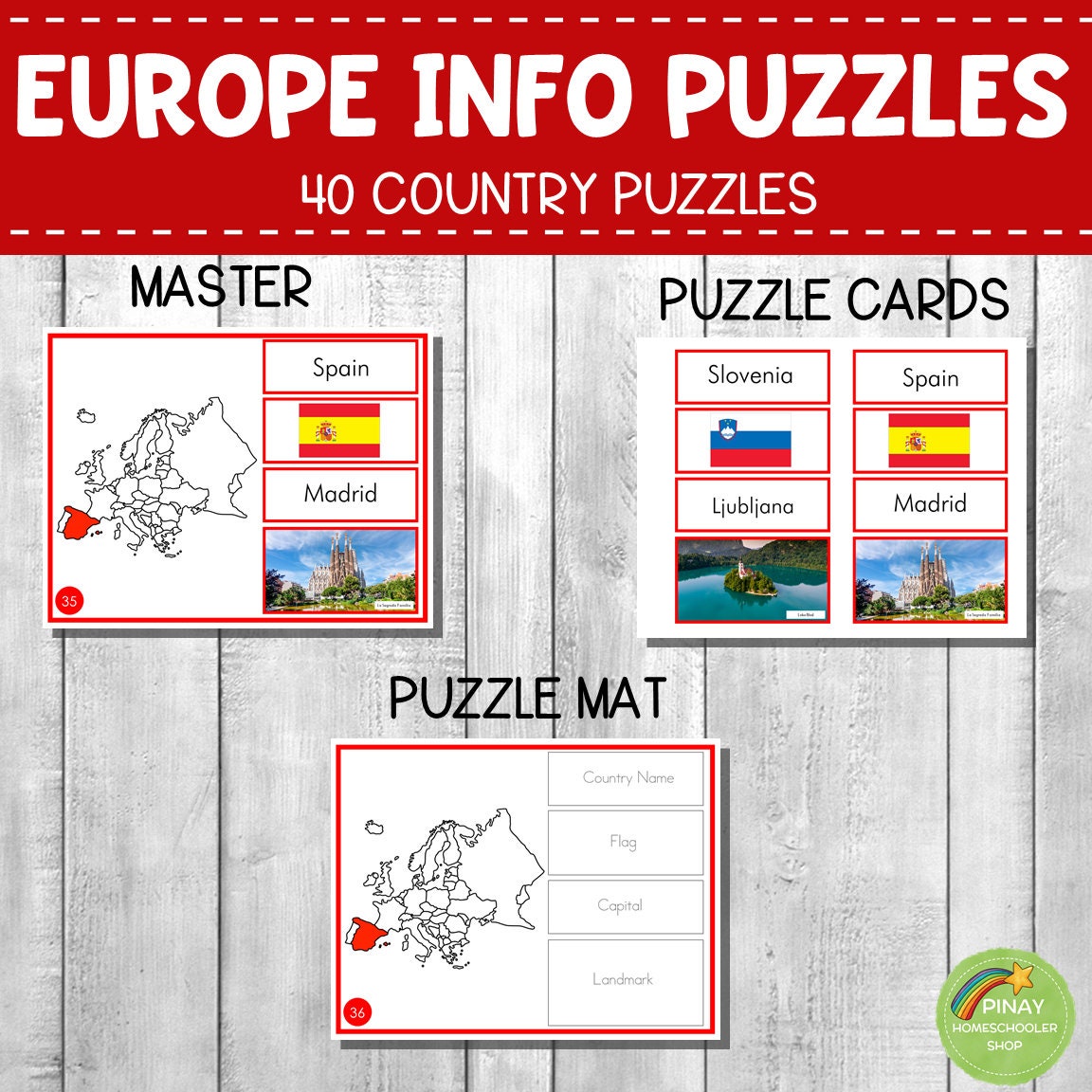 Montessori Europe Country Facts Puzzles - EDITABLE - Etsy