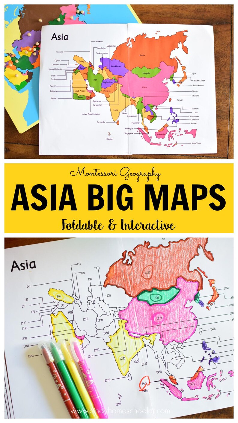 Montessori Maps of Asia - BIG Foldable - Etsy