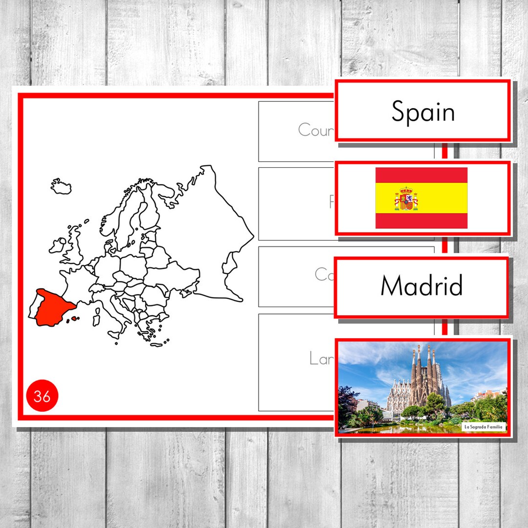 Montessori Europe Country Facts Puzzles - EDITABLE - Etsy