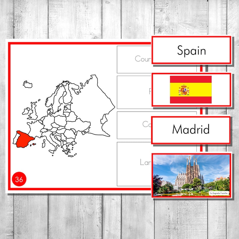 Montessori Europe Country Facts Puzzles - EDITABLE - Etsy
