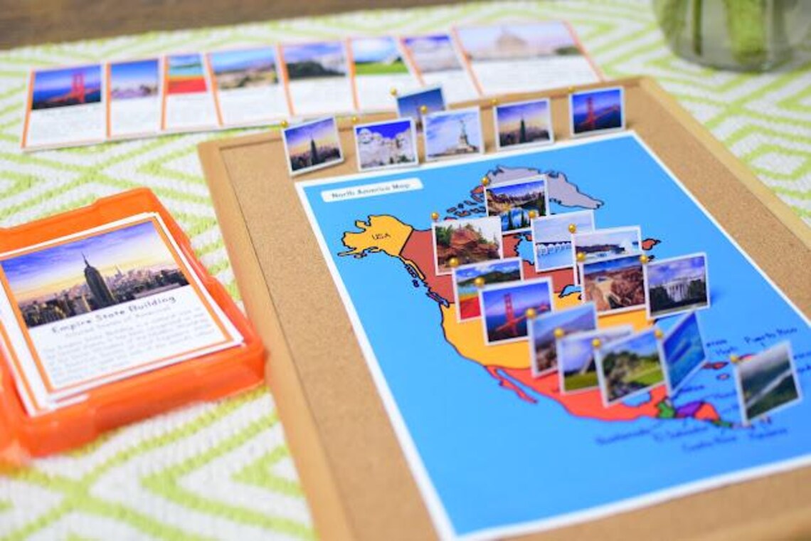 Landmarks of North America Montessori 3 Part Cards and Fact Cards - Etsy