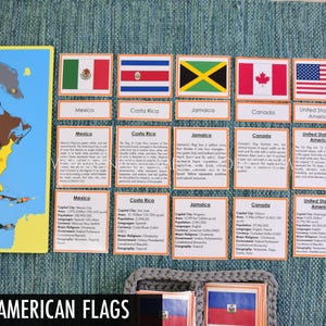 North American Flags Montessori 3 Part Cards - Etsy
