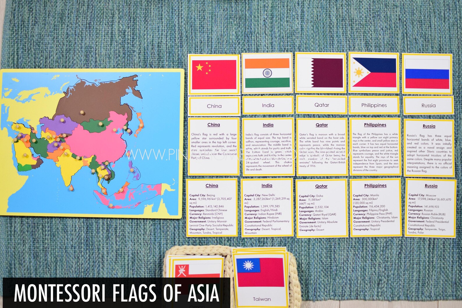 Montessori Asian Flags in 3 Part Cards and Blackline Masters - Etsy