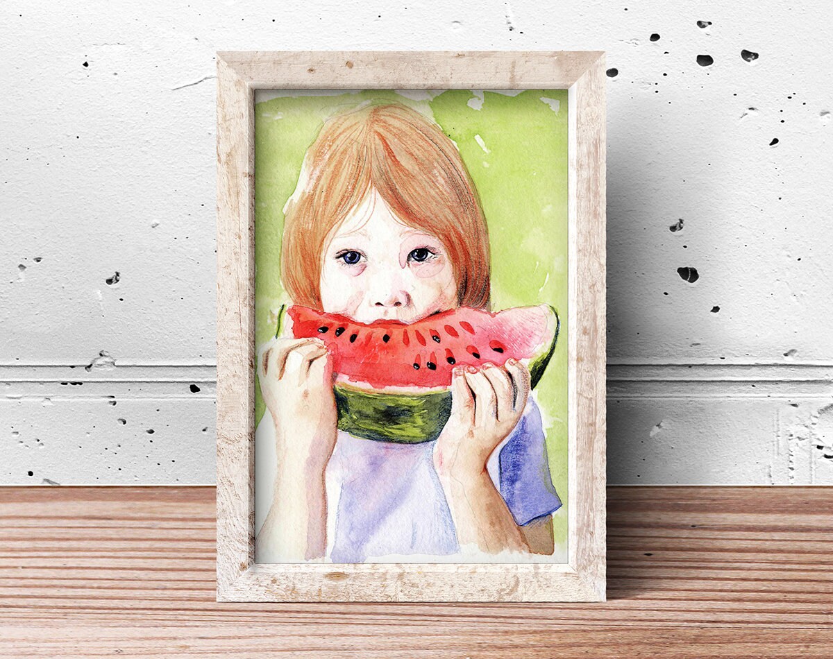 Personalized Child Portrait, Custom Watercolor Illustration From Photo ...