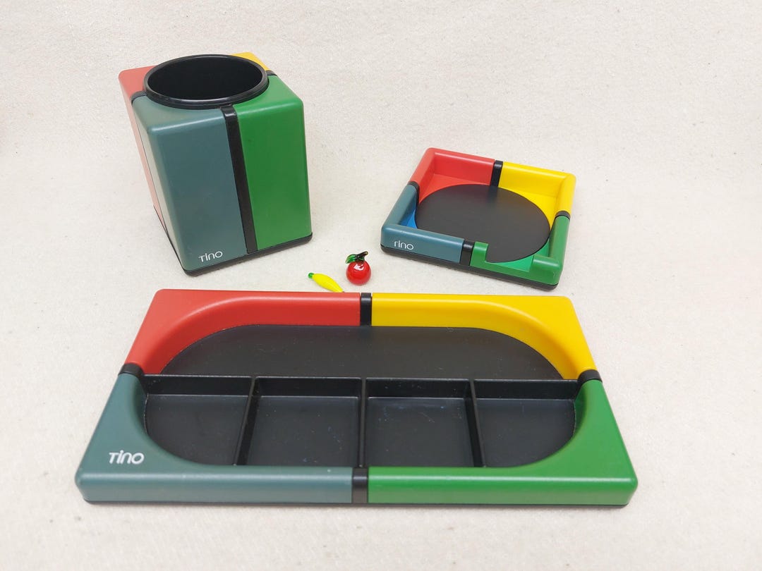Vintage Tino Design Memphis Style Desk Organiser, Block Colours Pen ...