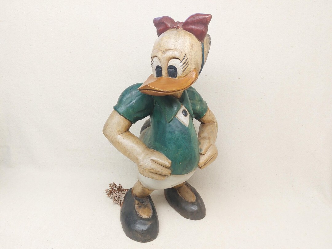 Handmade Daisy Figure Wood Mickey Mouse Donald Duck Hand Carved Large ...