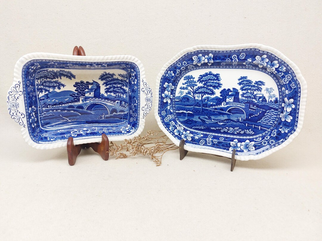 Copeland Serving Platters Deep Dish Bowl Spode's Tower Pattern Blue ...