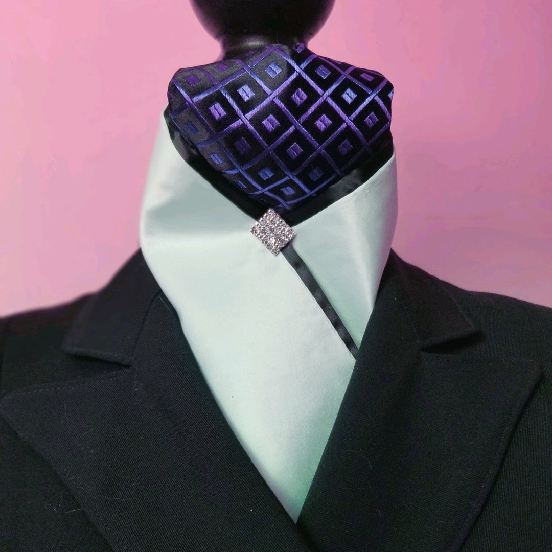 Pre-tied Stock Tie With Purple Diamond and Black Insert. - Etsy