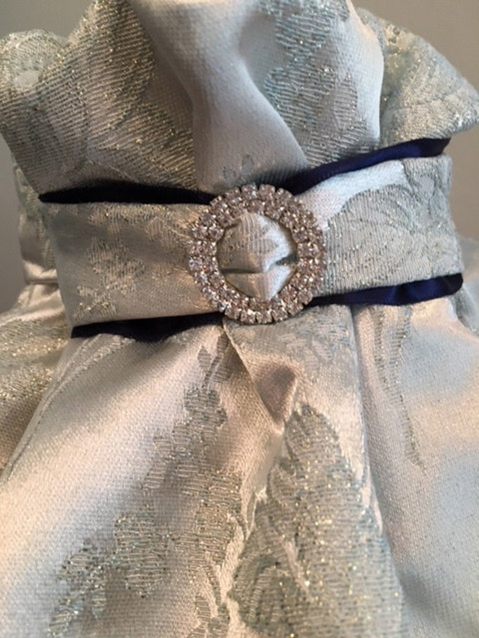 Bridal Brocade in Pale Blue/gray Satin and Metallic Embroidery With ...