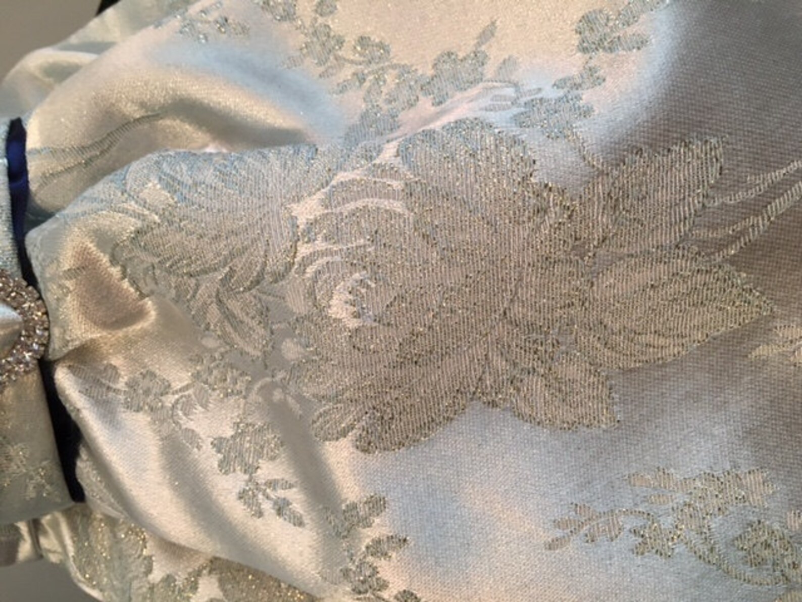 Bridal Brocade in Pale Blue/gray Satin and Metallic Embroidery With ...