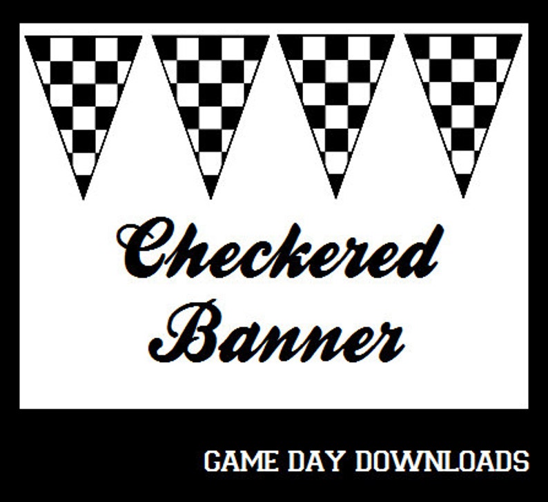 DIGITAL Checkered Black and White Triangle Banner PDF File Digital ...