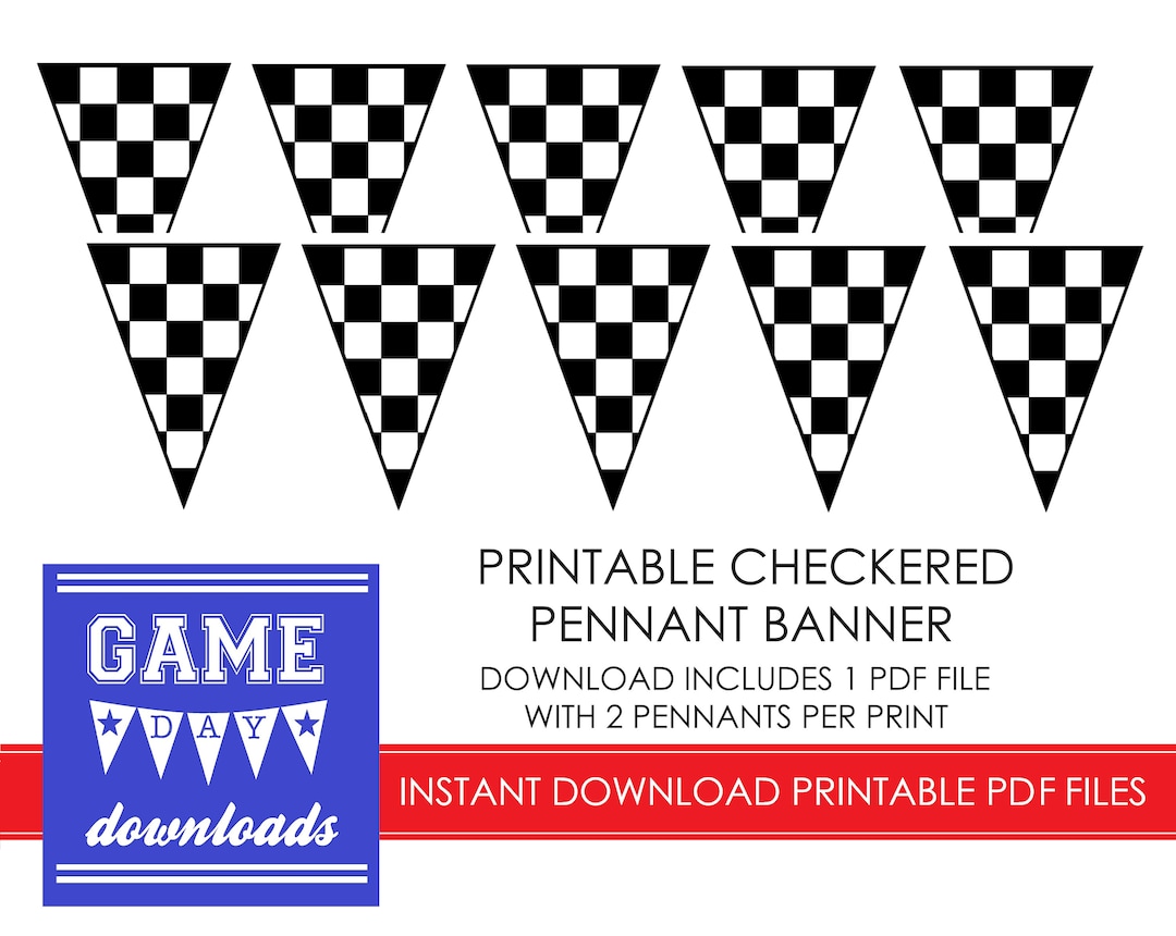 DIGITAL Checkered Black and White Triangle Banner PDF File Digital ...
