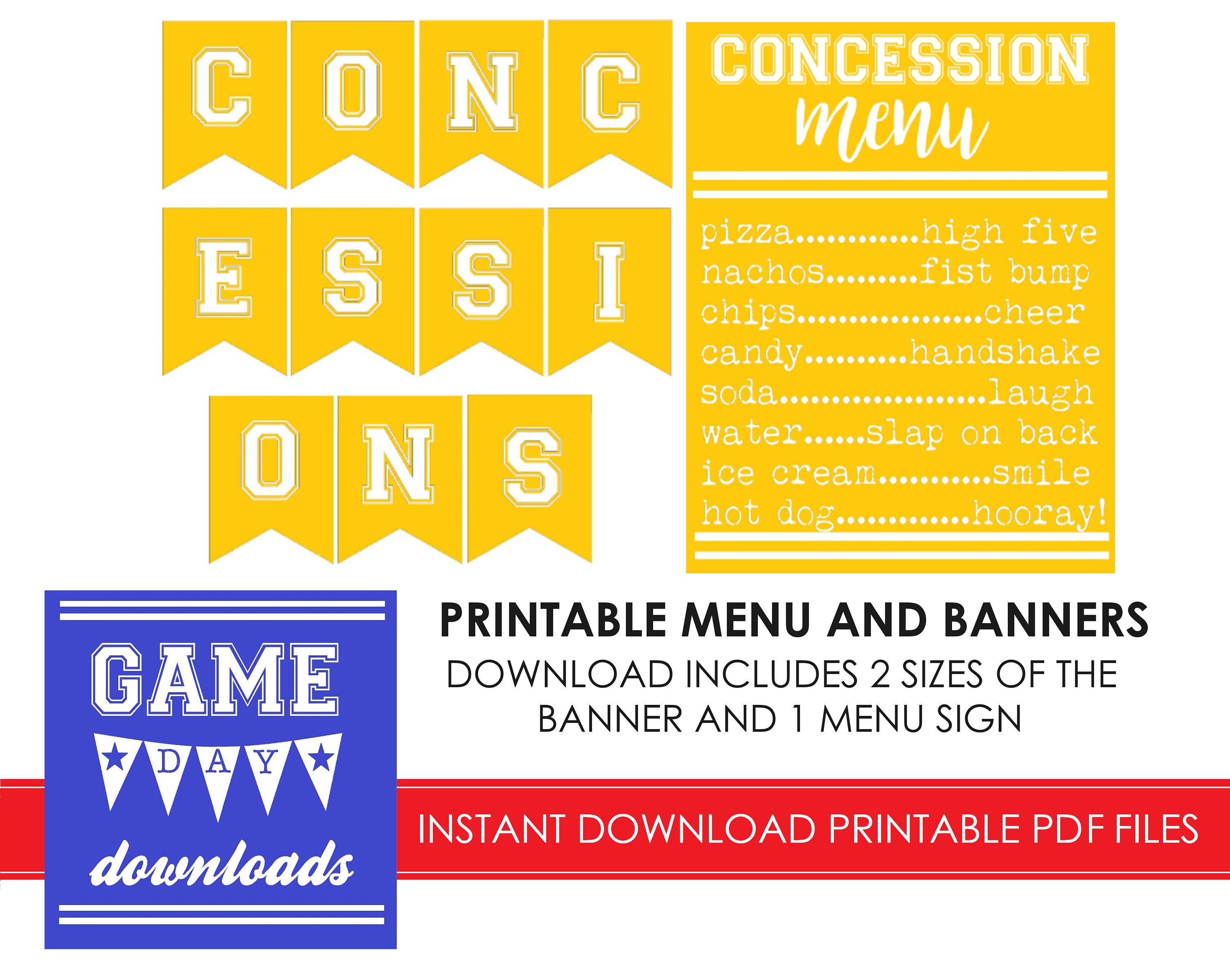 DIGITAL Yellow Concessions Banner and Menu Sign Poster Sports ...