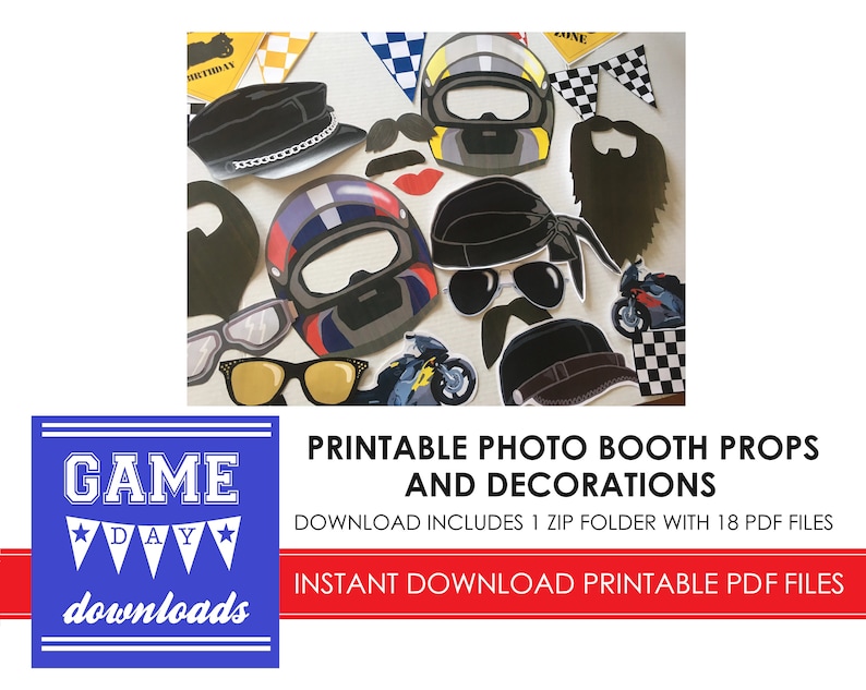 Printable DIGITAL Biker Photo Booth Props Set of 25 Instant Download ...
