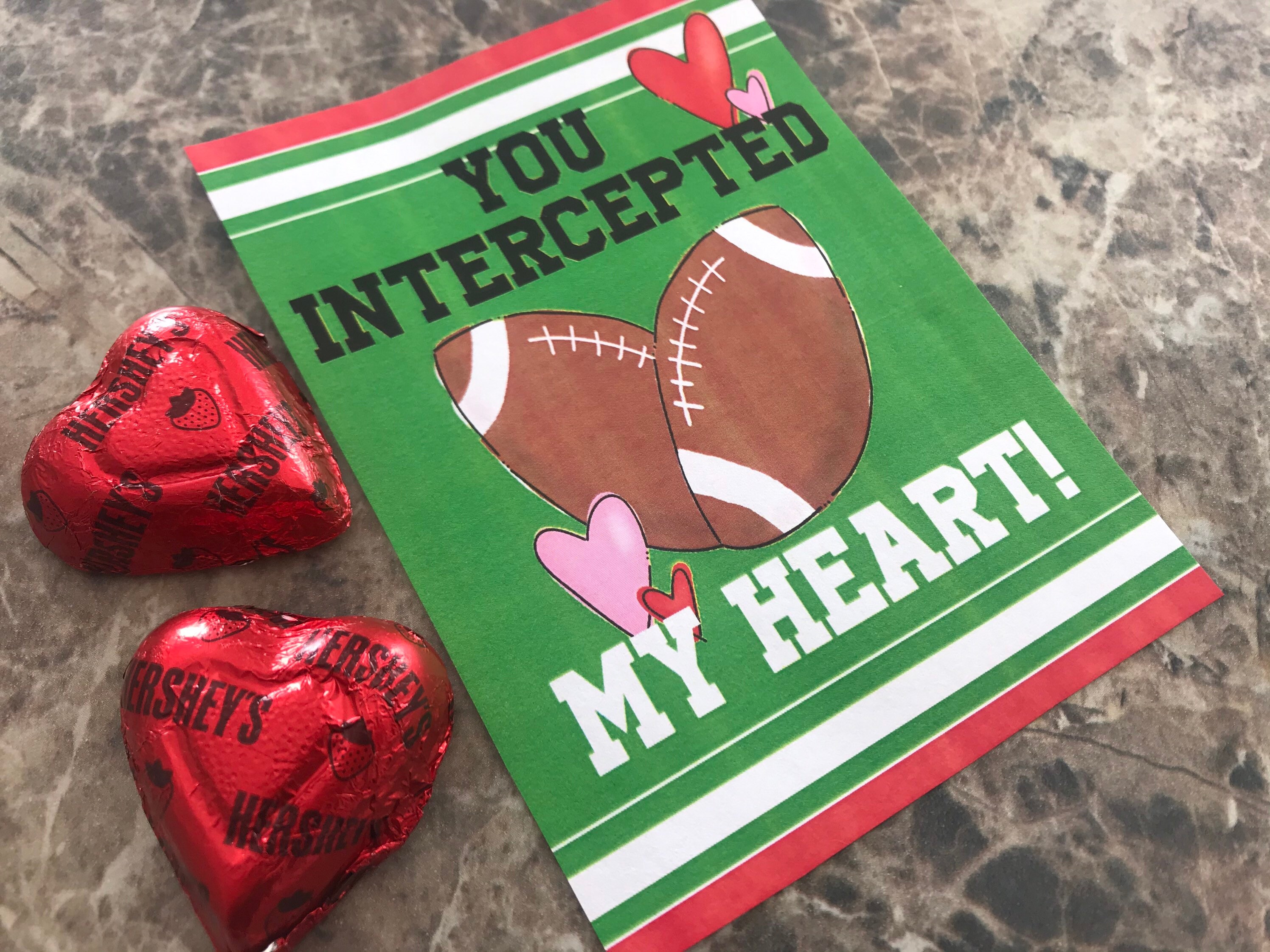 Printable Super Bowl Valentine Football Tag Card Instant Download Sport ...
