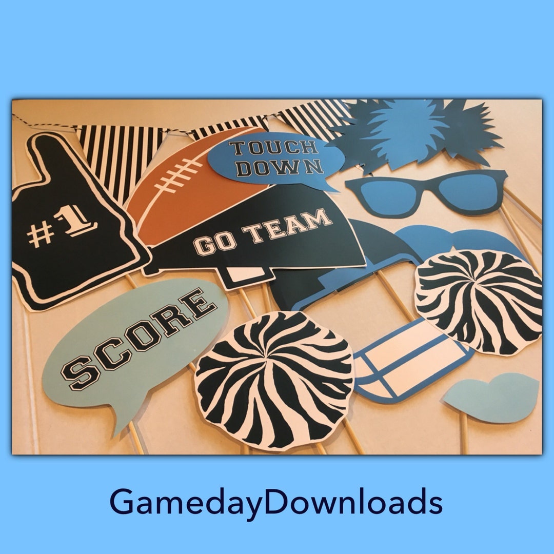 DIGITAL BLUE Football Party Photo Booth Props Digital Download - Etsy