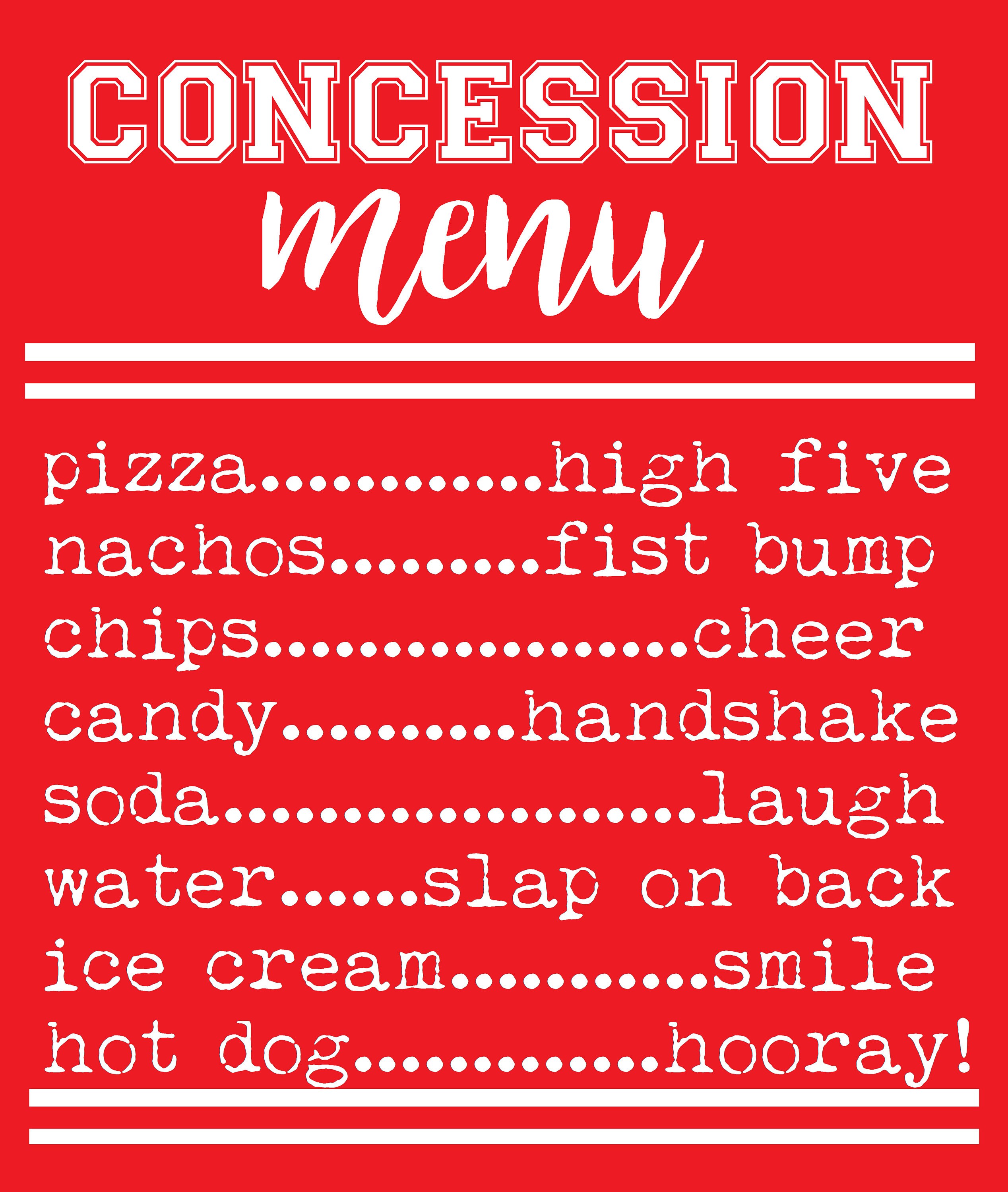 DIGITAL Red Concessions Banner and Menu Sign Poster Sports Decoration ...