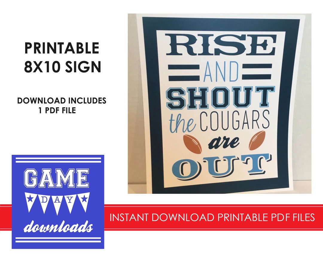 DIGITAL Naby Blue Rise and Shout the Cougars Are Out Printable PDF ...