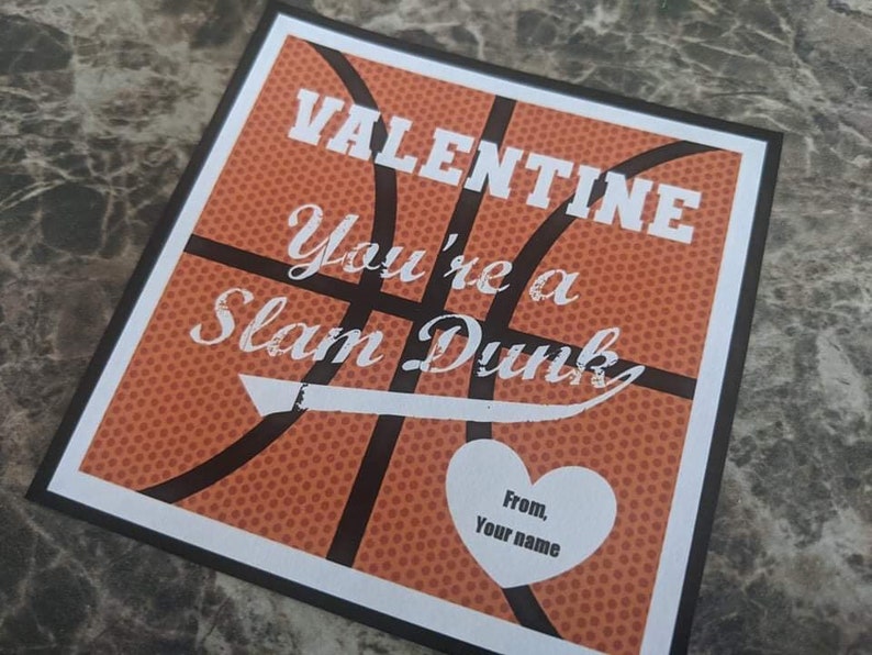 PRINTABLE Basketball Valentine Card Tag Instant Download Sports Team ...