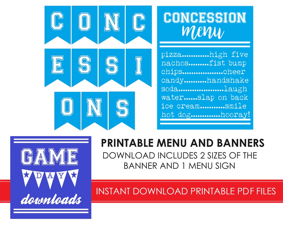 DIGITAL Blue Concessions Banner and Menu Sign Poster Sports Decoration ...