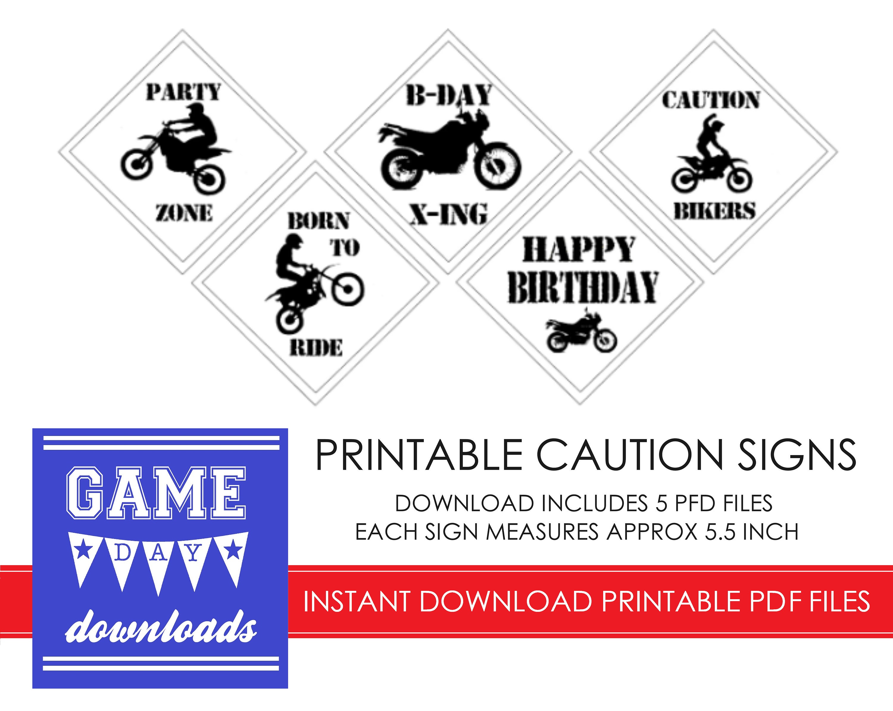 DIGITAL Dirt Bike Caution Signs 5 Styles PDF Files Instant Download ...