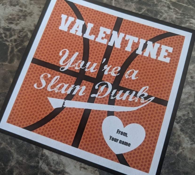 PRINTABLE Basketball Valentine Card Tag Instant Download Sports Team ...