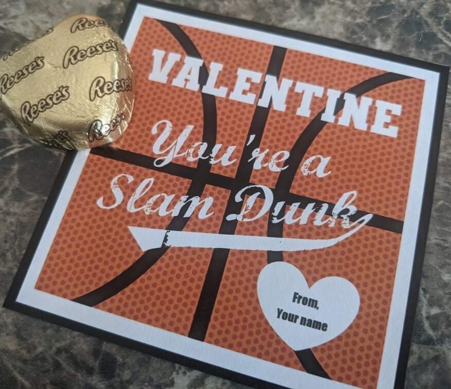 PRINTABLE Basketball Valentine Card Tag Instant Download Sports Team ...
