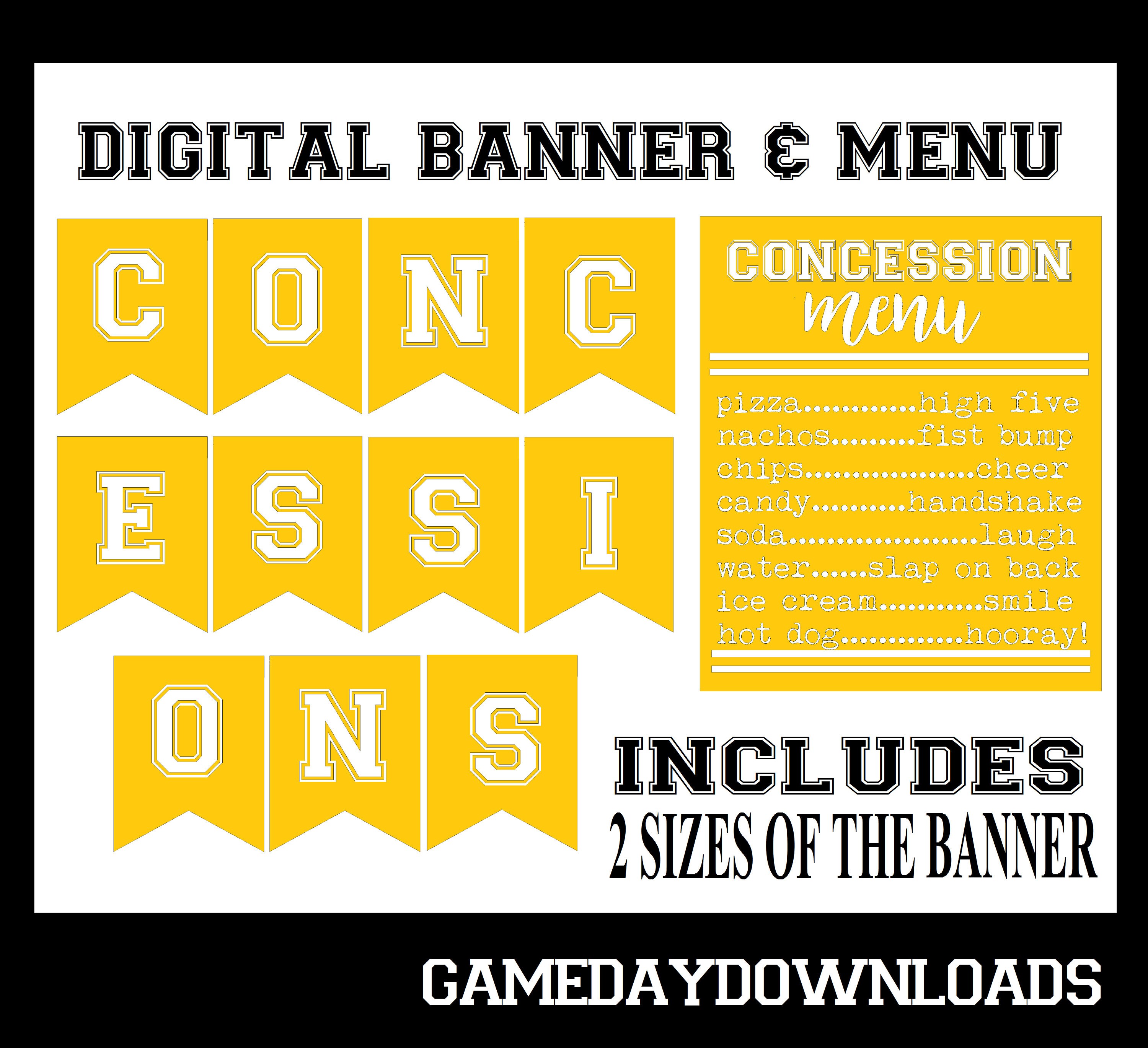 DIGITAL Yellow Concessions Banner and Menu Sign Poster Sports | Etsy